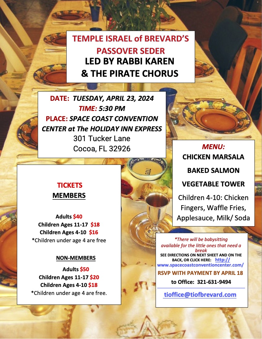 Passover – Temple Israel of Brevard | Reform Synagogue Brevard County ...